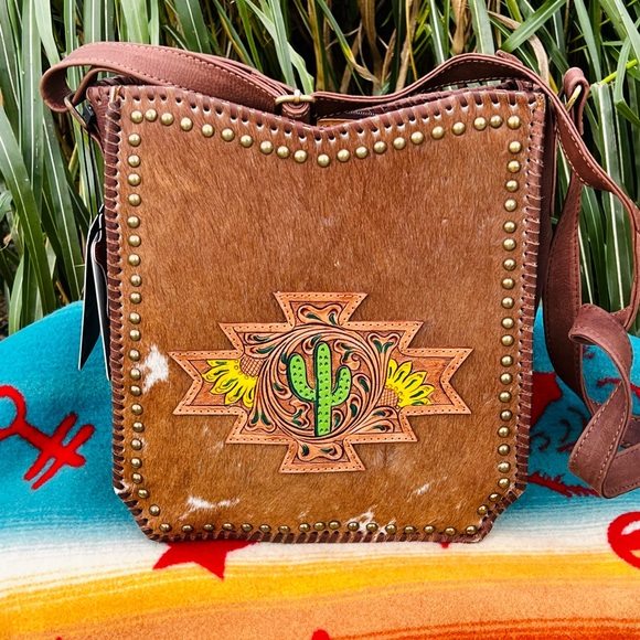 American Darling | Bags | Cactus Sunflower Tooled Leather Cowhide Purse ...